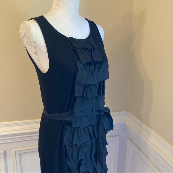 Hoss | Dresses | Hoss Black Knit Dress With Silk Tuxedo Ruffle Detail ...